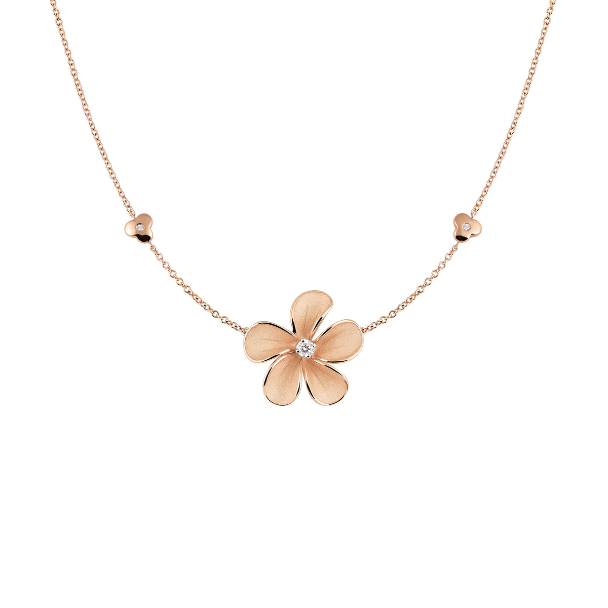 Necklace - Cherry Bloom Collier with 3 Diamonds in 18 Karat Gold – ZFolio