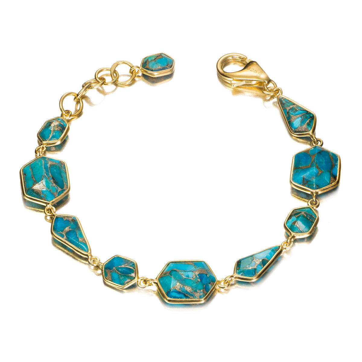 Bracelet - Geo with 10 Turquoise in 18 Karat Gold Vermeil – ZFolio