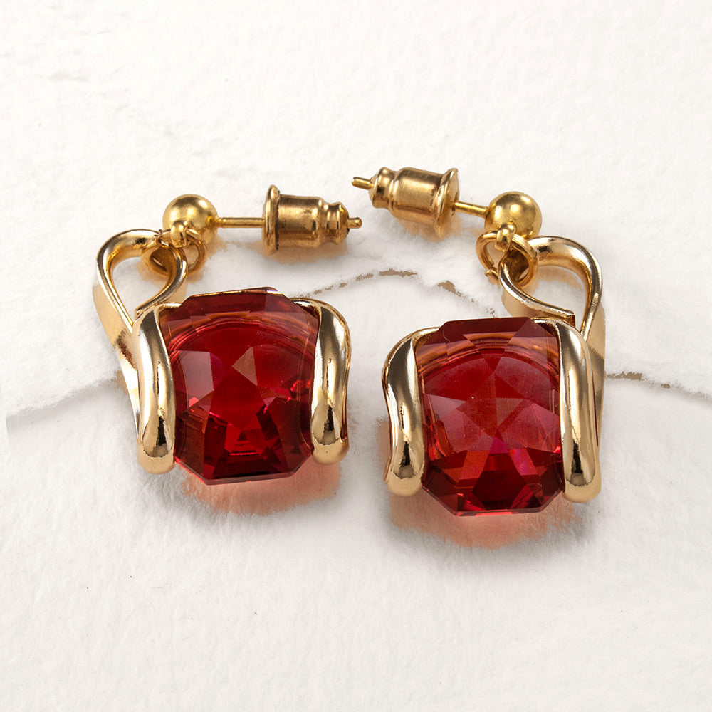 Earrings - Piccolo with Octagon Swarovski Crystal in 18K Yellow Gold P ...