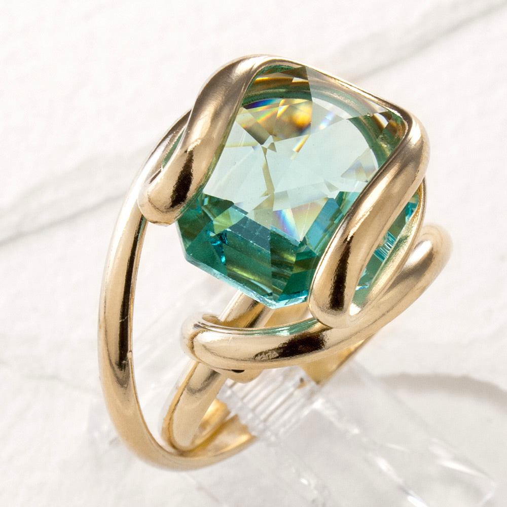 Ring - Sosia with Small Octagon Swarovski Crystal in 18K Yellow Gold P ...