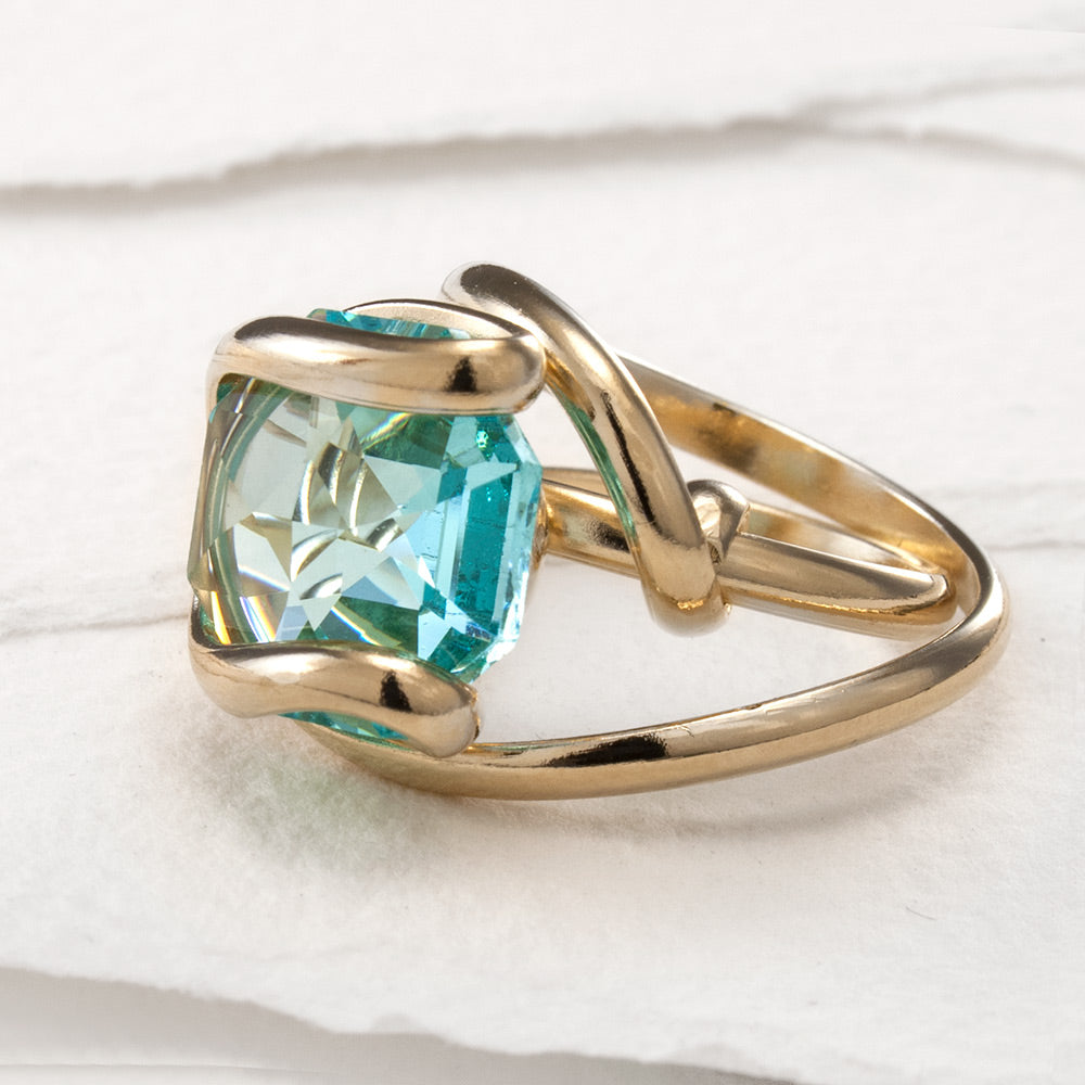Ring - Sosia with Small Octagon Swarovski Crystal in 18K Yellow Gold P ...