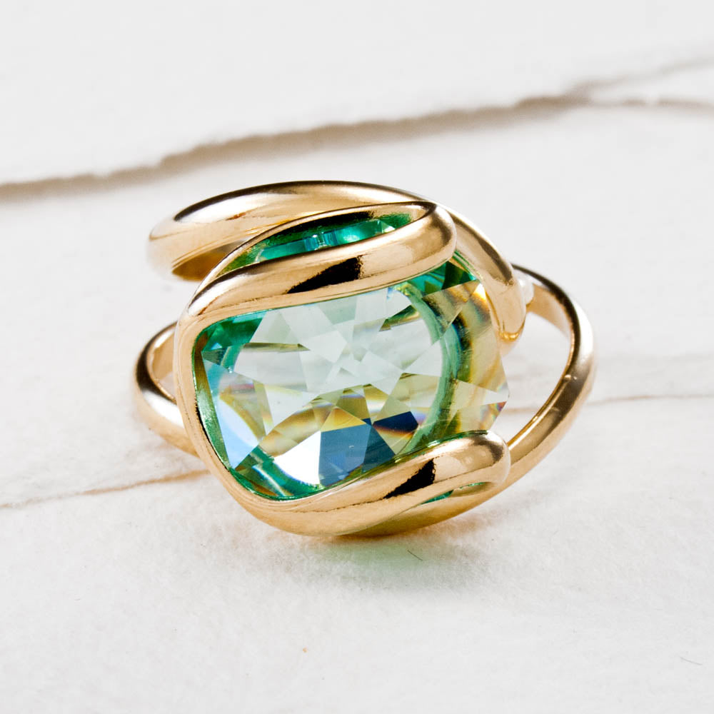Ring - Sosia with Small Octagon Swarovski Crystal in 18K Yellow Gold P ...
