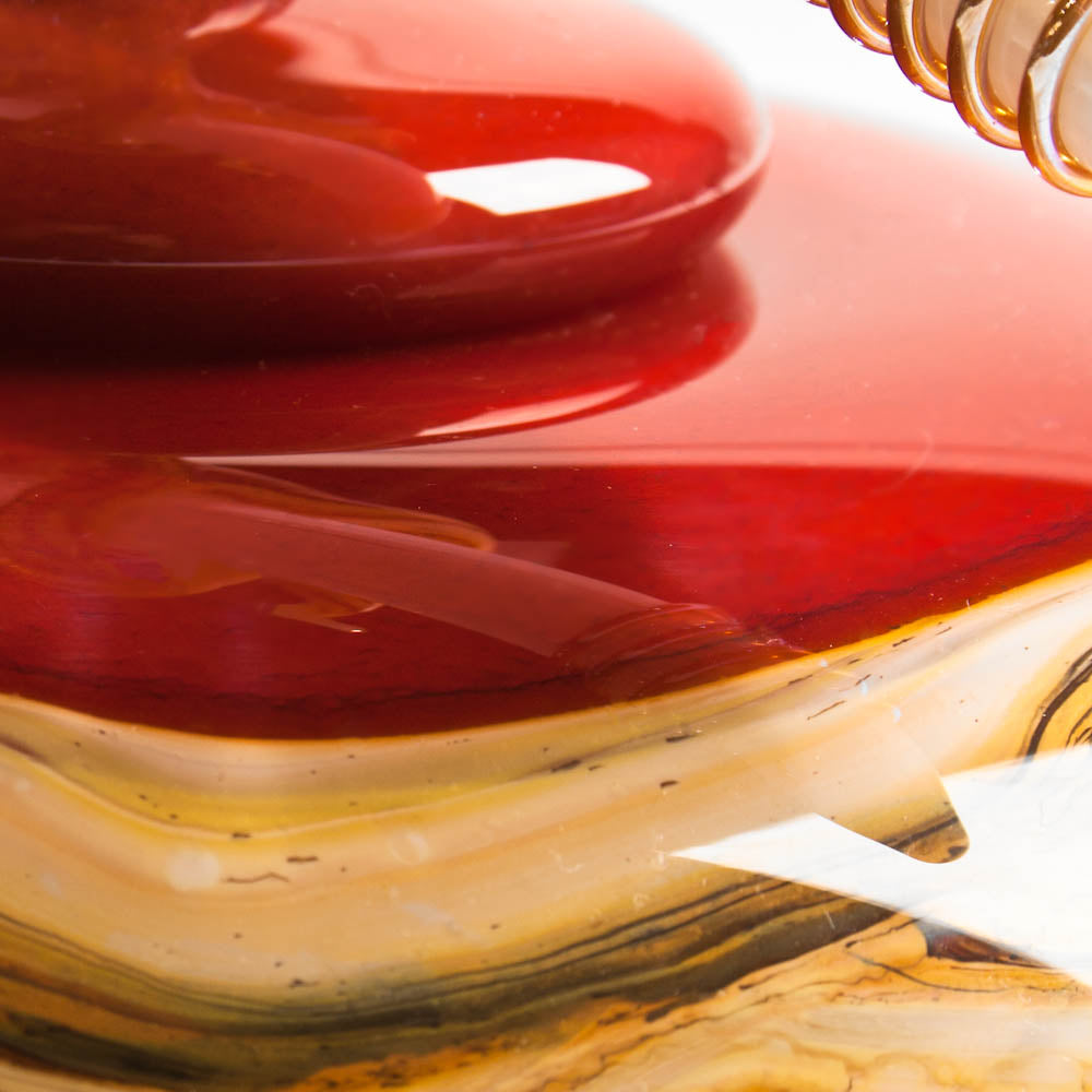 Covered Bowl with Bone-Tendril Finial in Strata Ruby – ZFolio