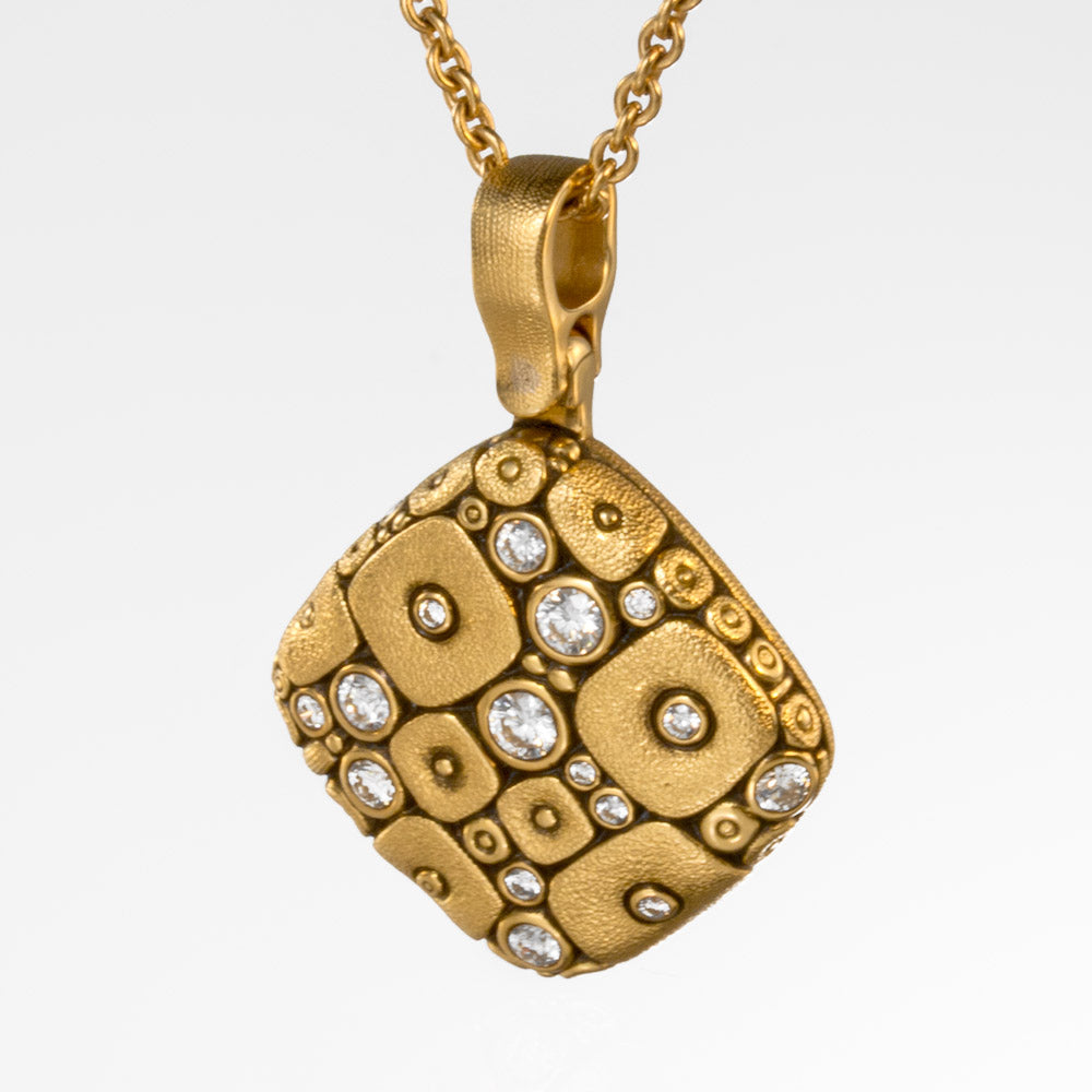 Pendant - Soft Mosaic with White Diamonds in 18 Karat Yellow Gold – ZFolio